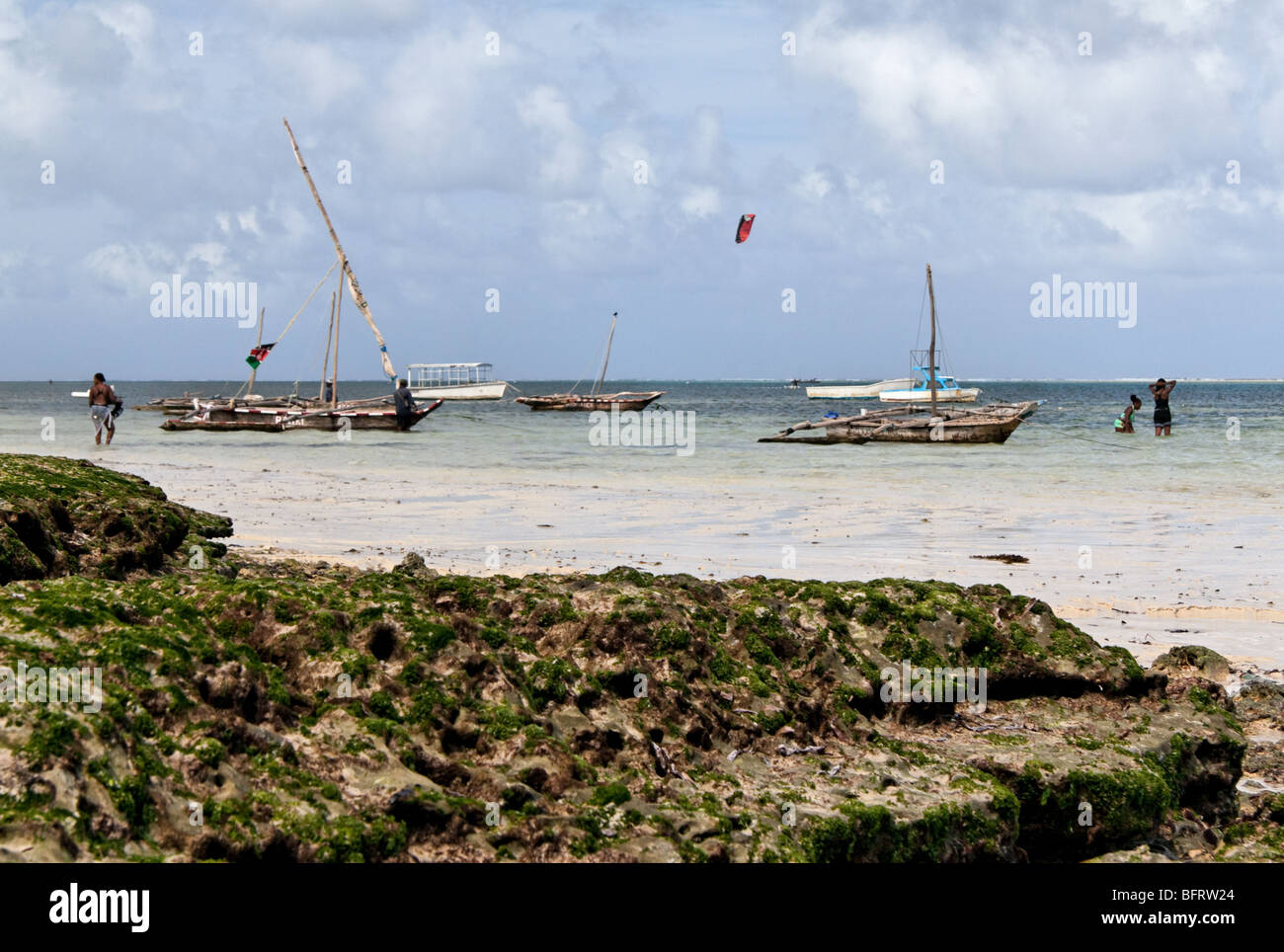 Kenya Mombasa Africa ocean nature sand seashore waves sky coastline sea ...