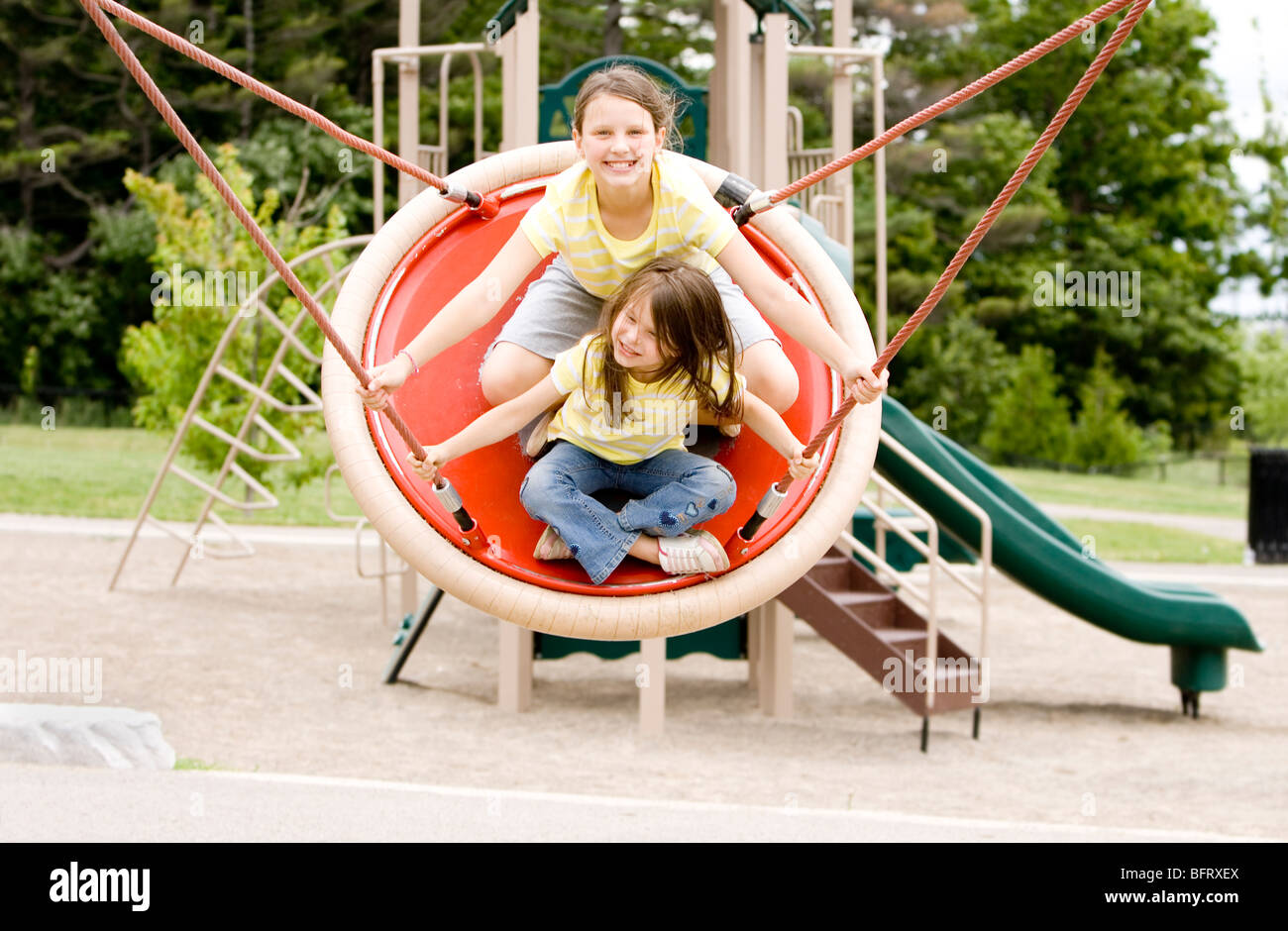 children on swing Stock Photo - Alamy
