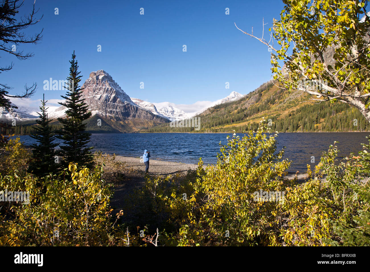 Two Medicine Lake and photographer. Glacier National Park, Montana ...