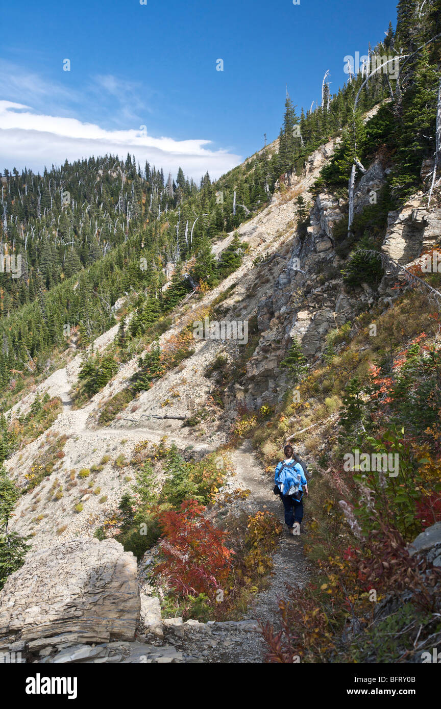 Hiker in Jewel Basin hiking area. Flathead Natioinal Forest, Montana ...