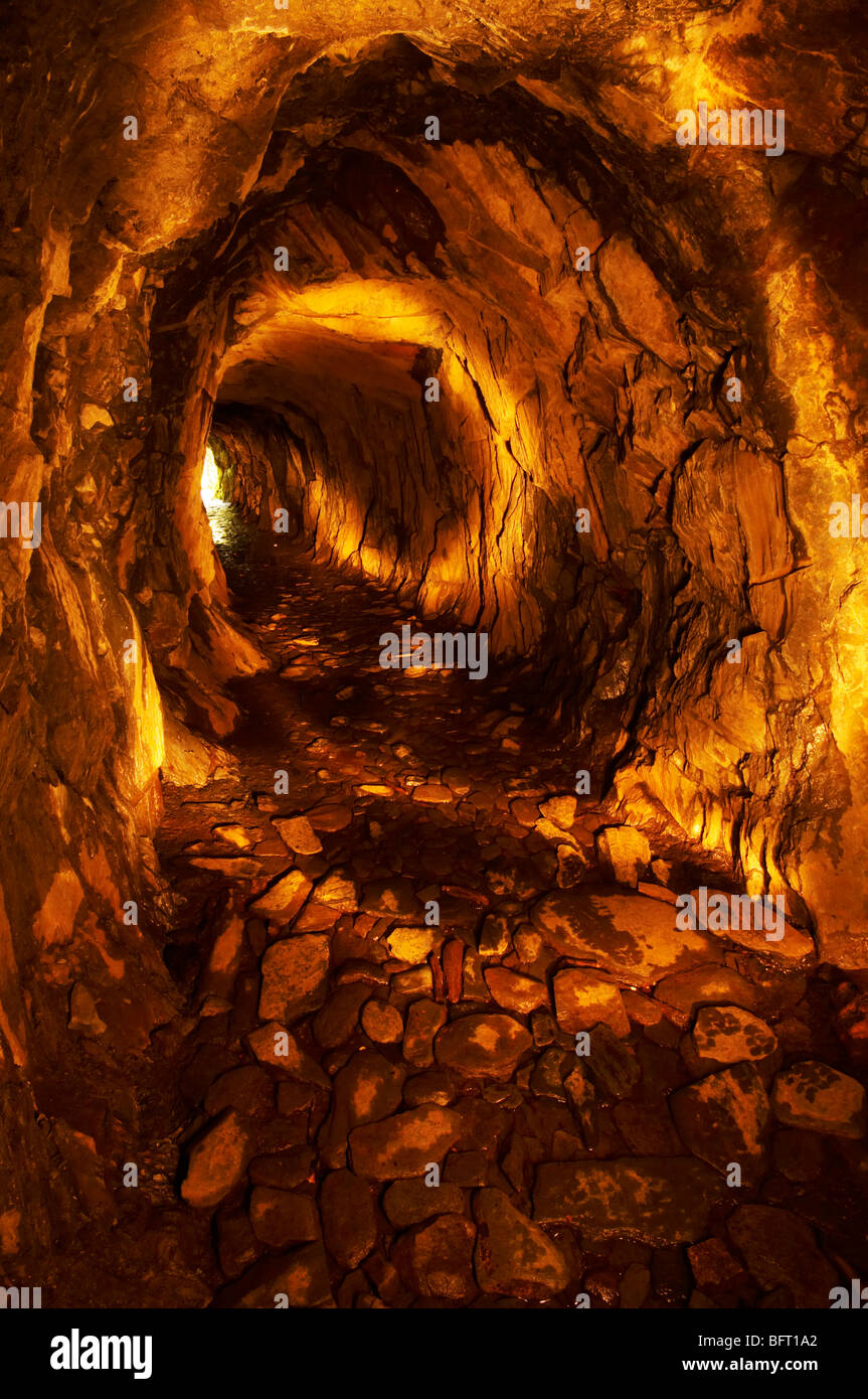 Torchlit caves at Dolgoch Falls Snowdonia Wales UK Stock Photo - Alamy