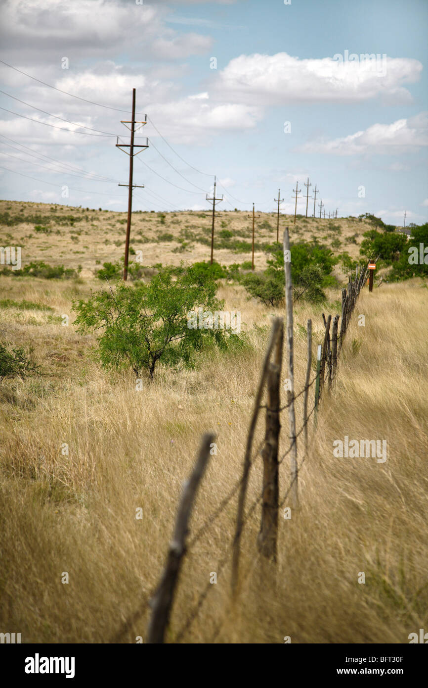 Fence and Utility Poles, Texas, USA Stock Photo - Alamy