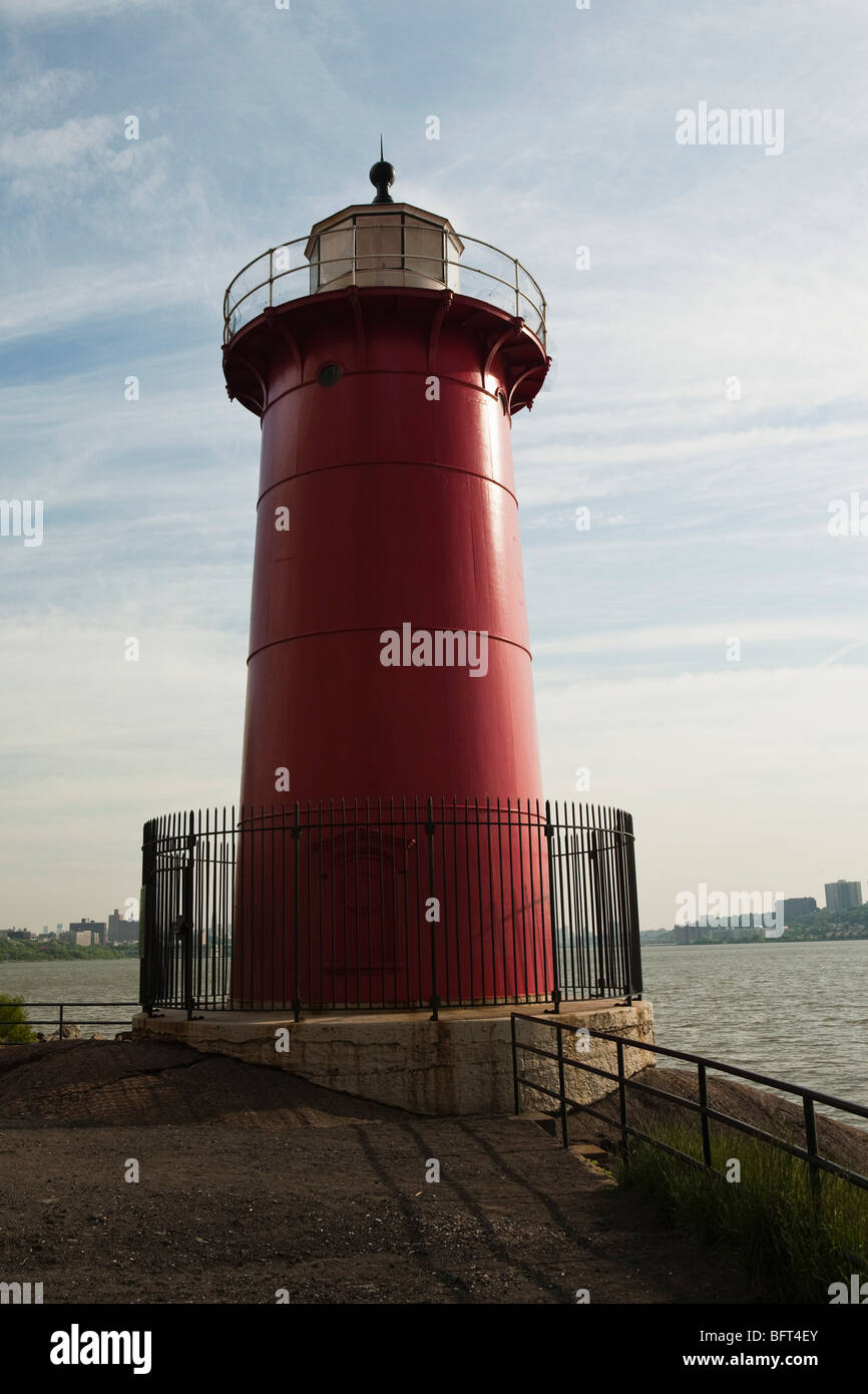 Jeffrey's Hook Lighthouse on Hudson River, New York City, New York, USA ...
