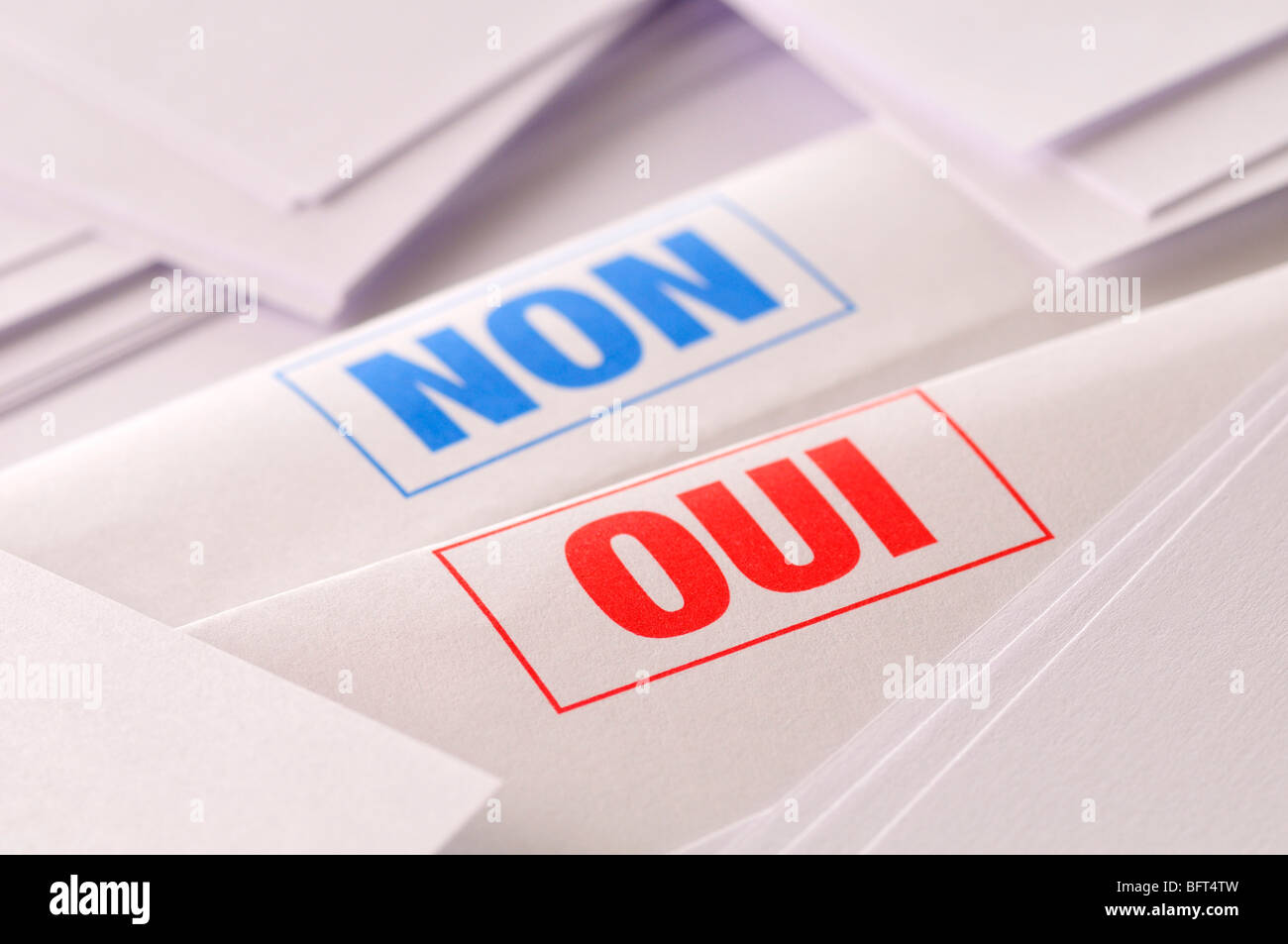 Non and Oui Written on Paper Stock Photo - Alamy