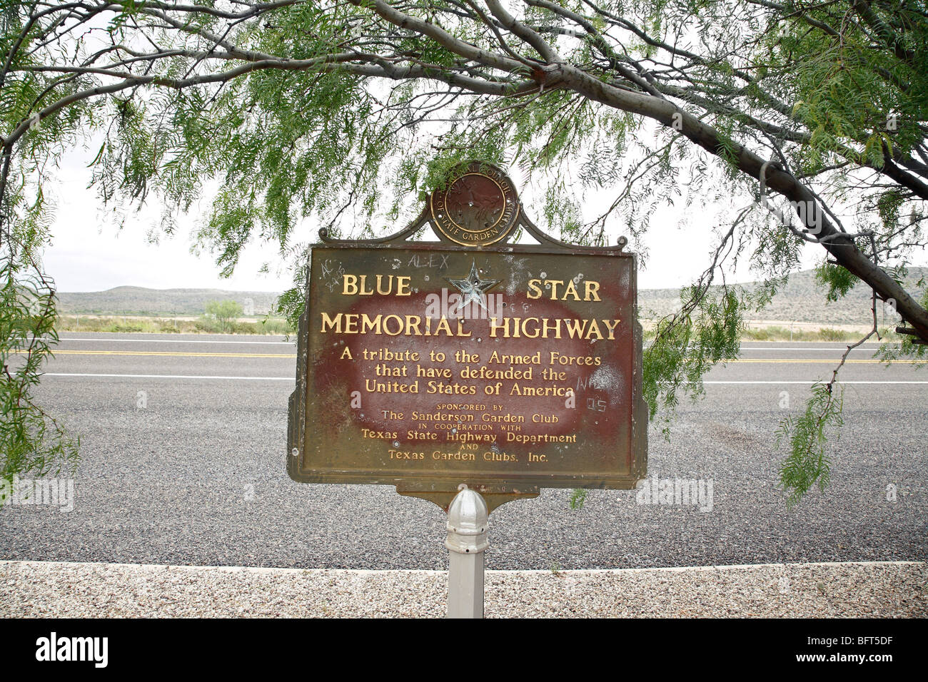 Memorial Plaque, Blue Star Memorial Highway, Highway 90, Texas, USA ...
