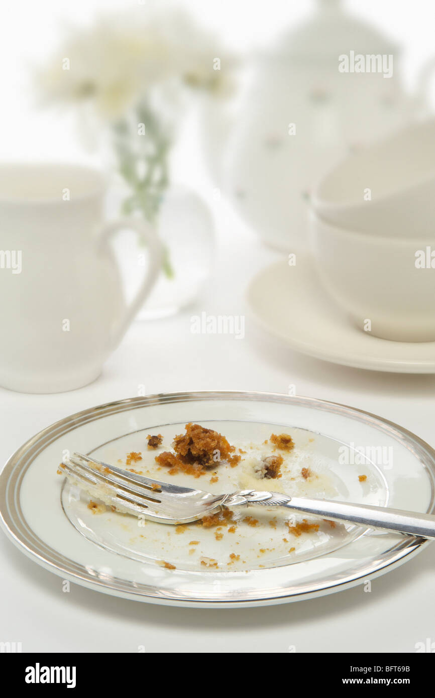 Crumbs on Empty Plate Stock Photo - Alamy