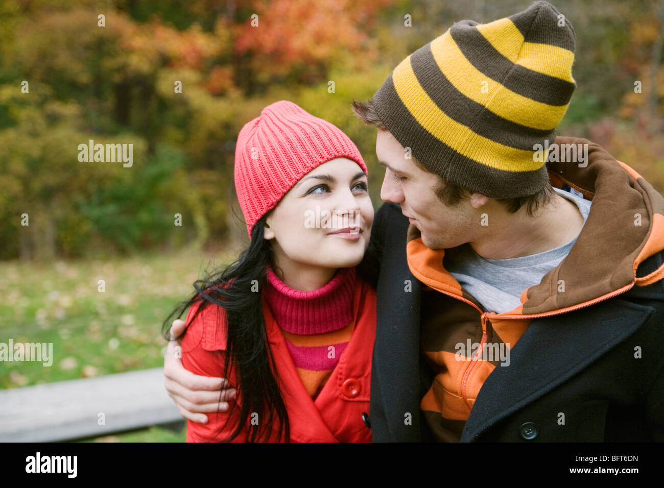 Couple Outdoors in Autumn Stock Photo - Alamy