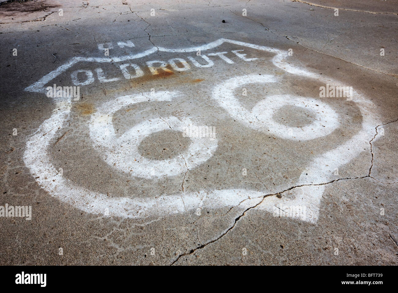 Route 66 Spray Painted on Road, Alanreed, Texas, USA Stock Photo - Alamy