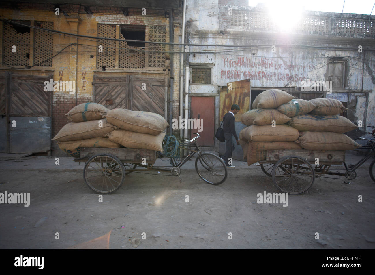 Sacks Stacks on Carts, Amritsar, Punjab, India Stock Photo - Alamy