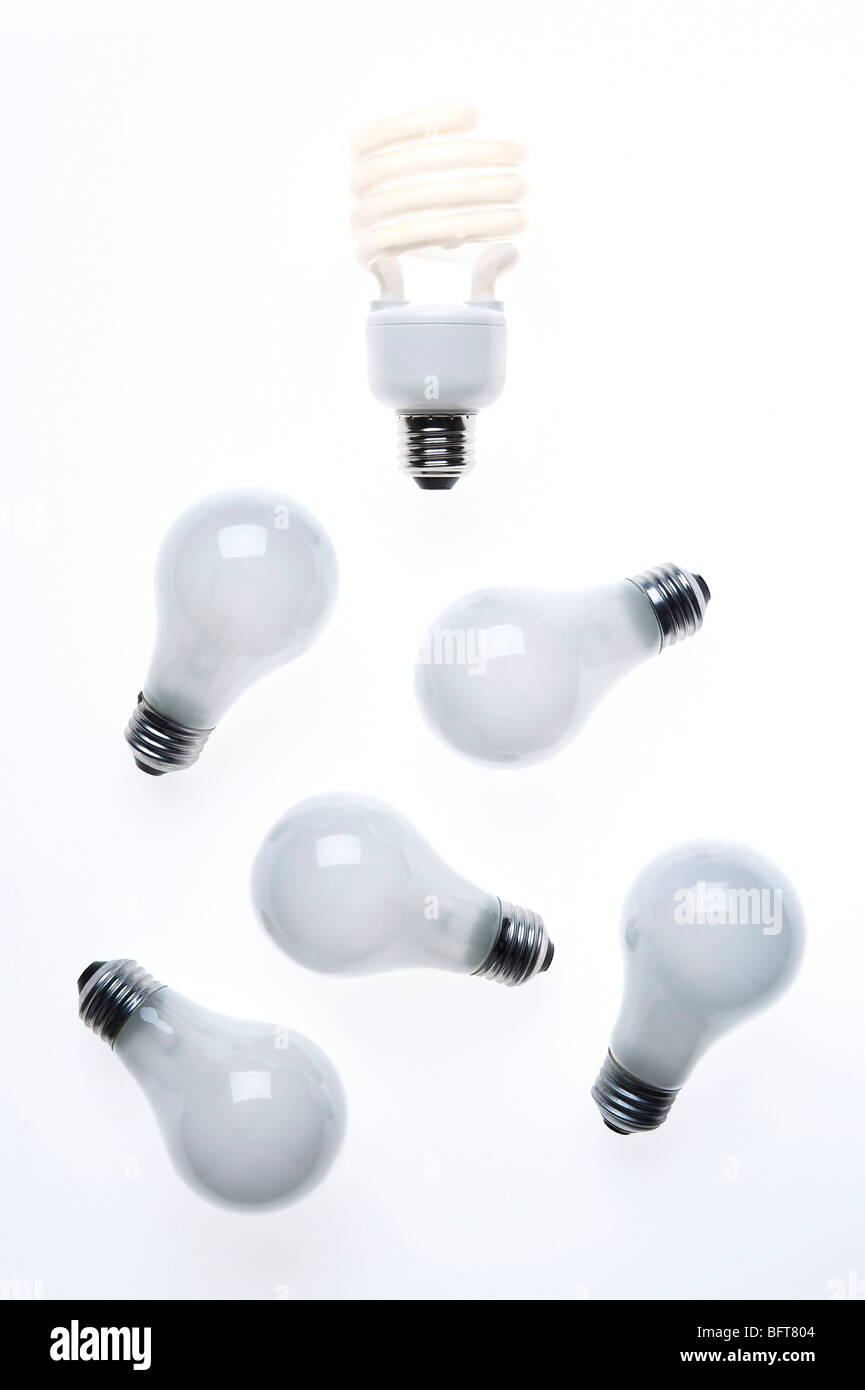 Compact Fluorescent Lightbulb with Incandescent Lightbulbs Stock Photo ...