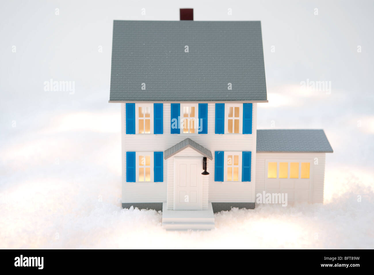 Model House in Fake Snow Stock Photo - Alamy