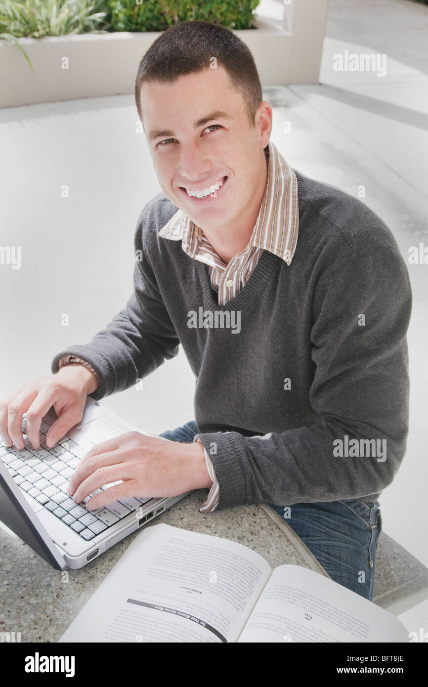 University Student Using Laptop Computer Stock Photo - Alamy