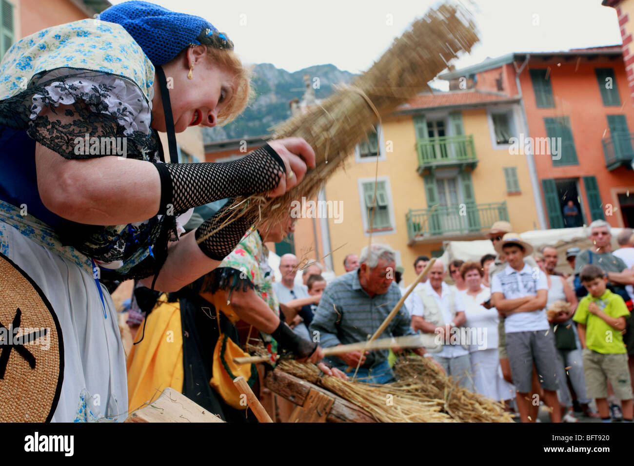 Celebration of the village of Saint MArtin. People are dressed with ...