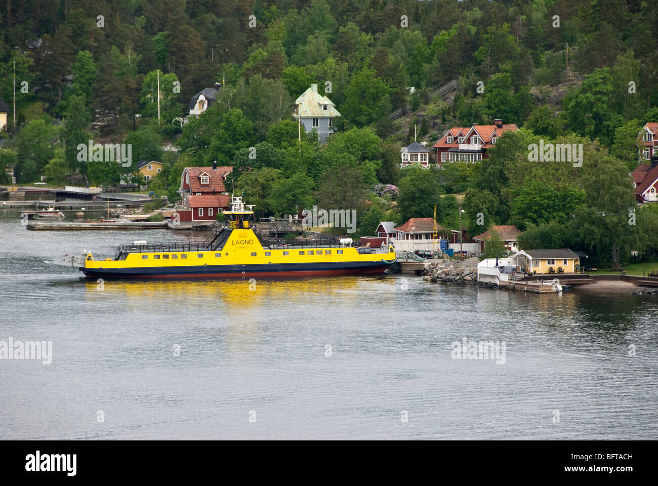 A Swedish ferry boat at berth in the approaches to Stockholm Stock ...