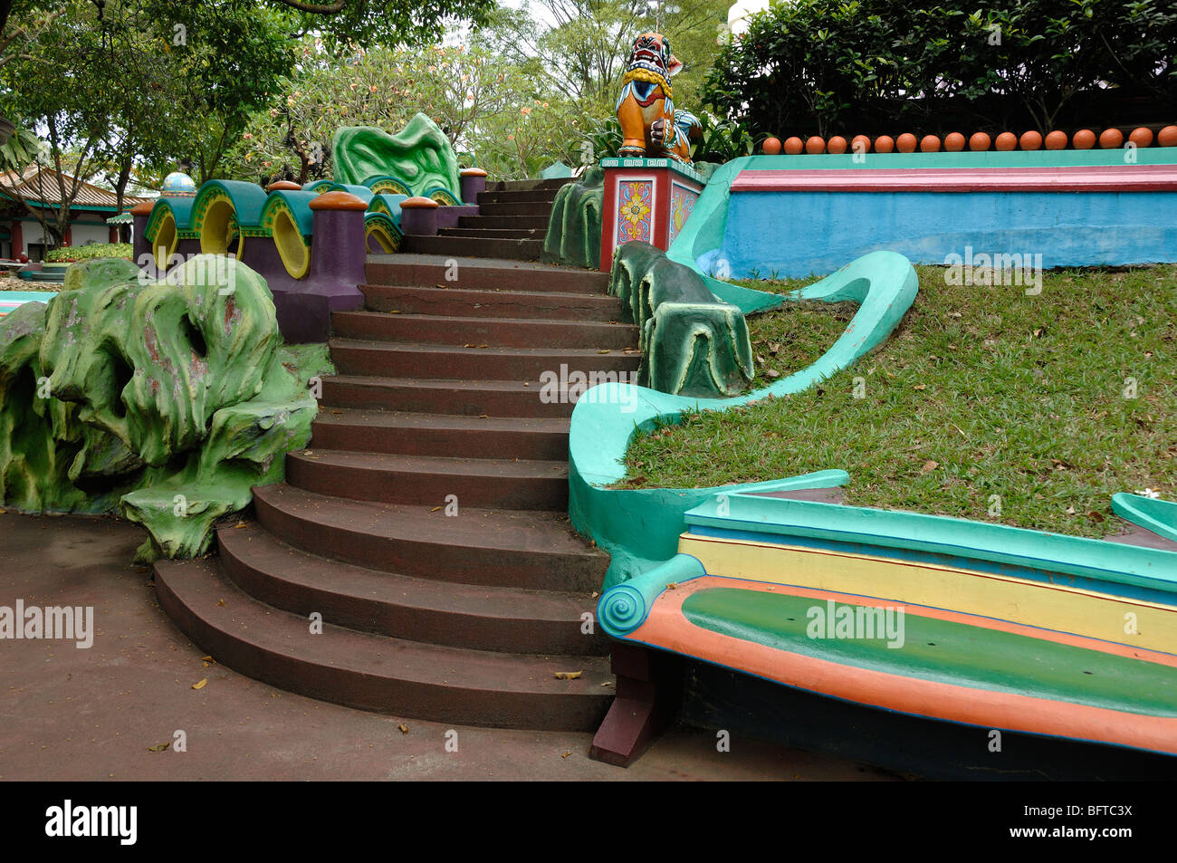 Multicolored or Multicoloured Painted Concrete Park Bench, Benches or ...