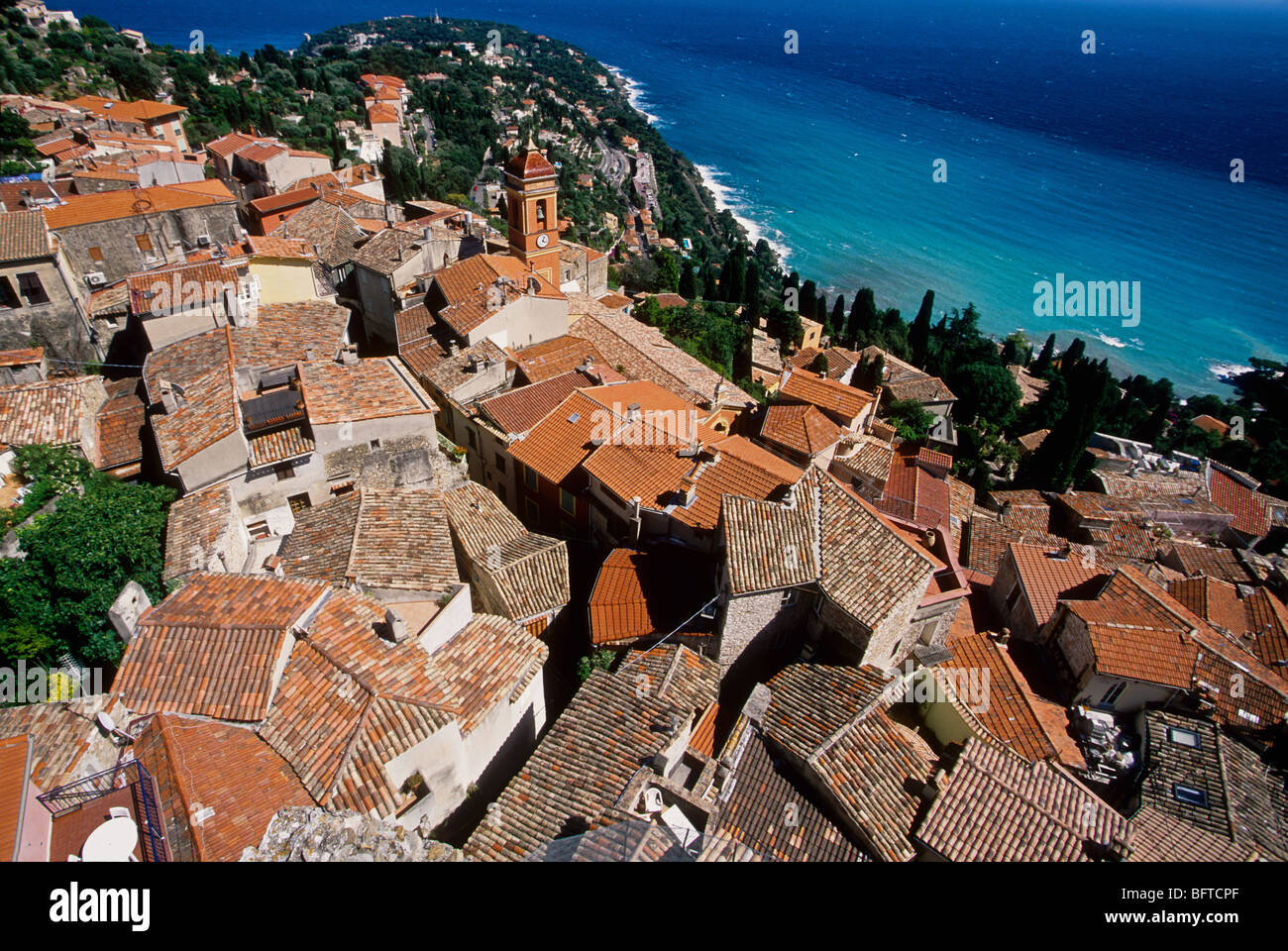 Top view above the the medieval village of Roquebrune Stock Photo - Alamy
