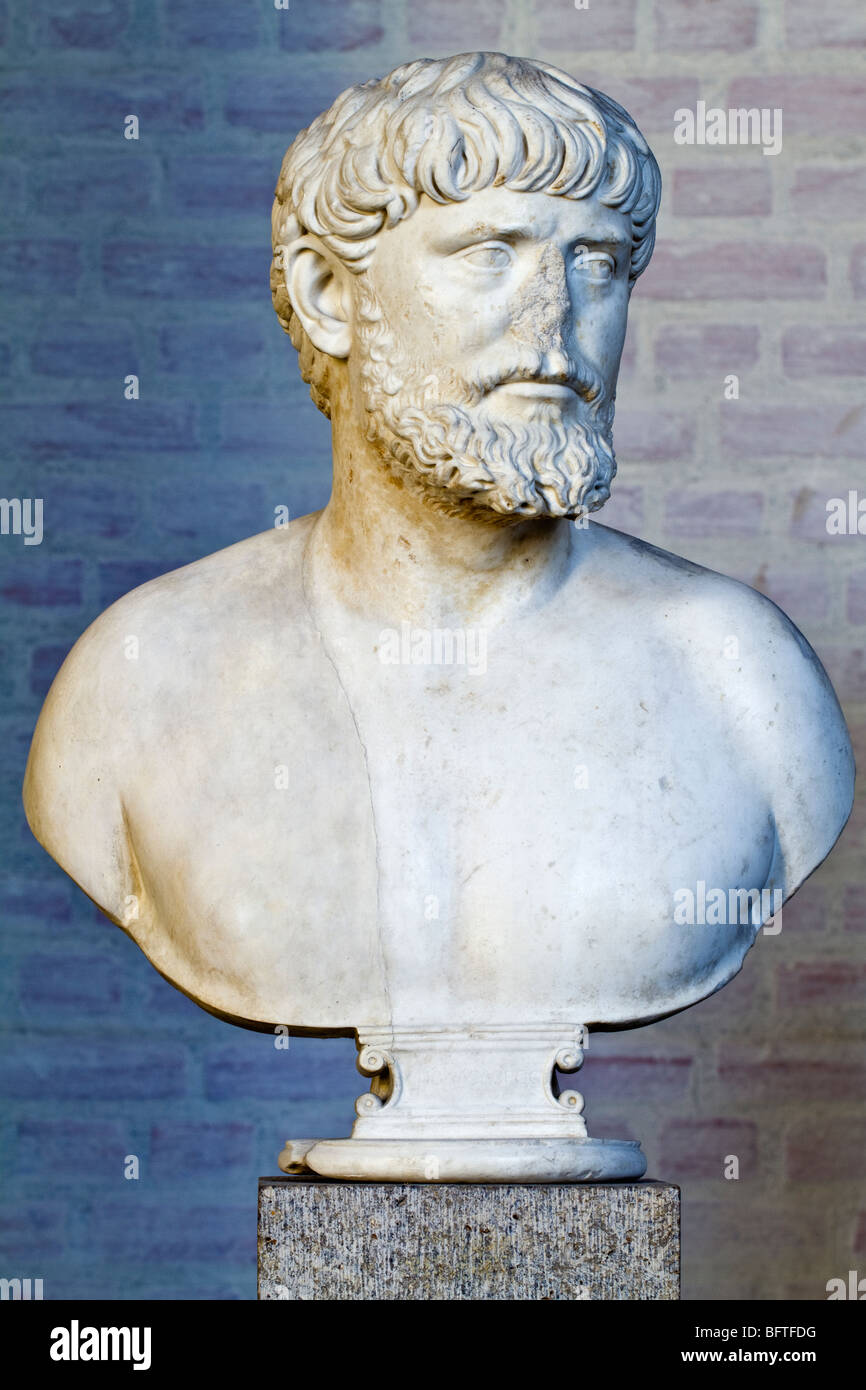 Portrait bust of the Roman Imperial architect Apollodoros in the Munich ...