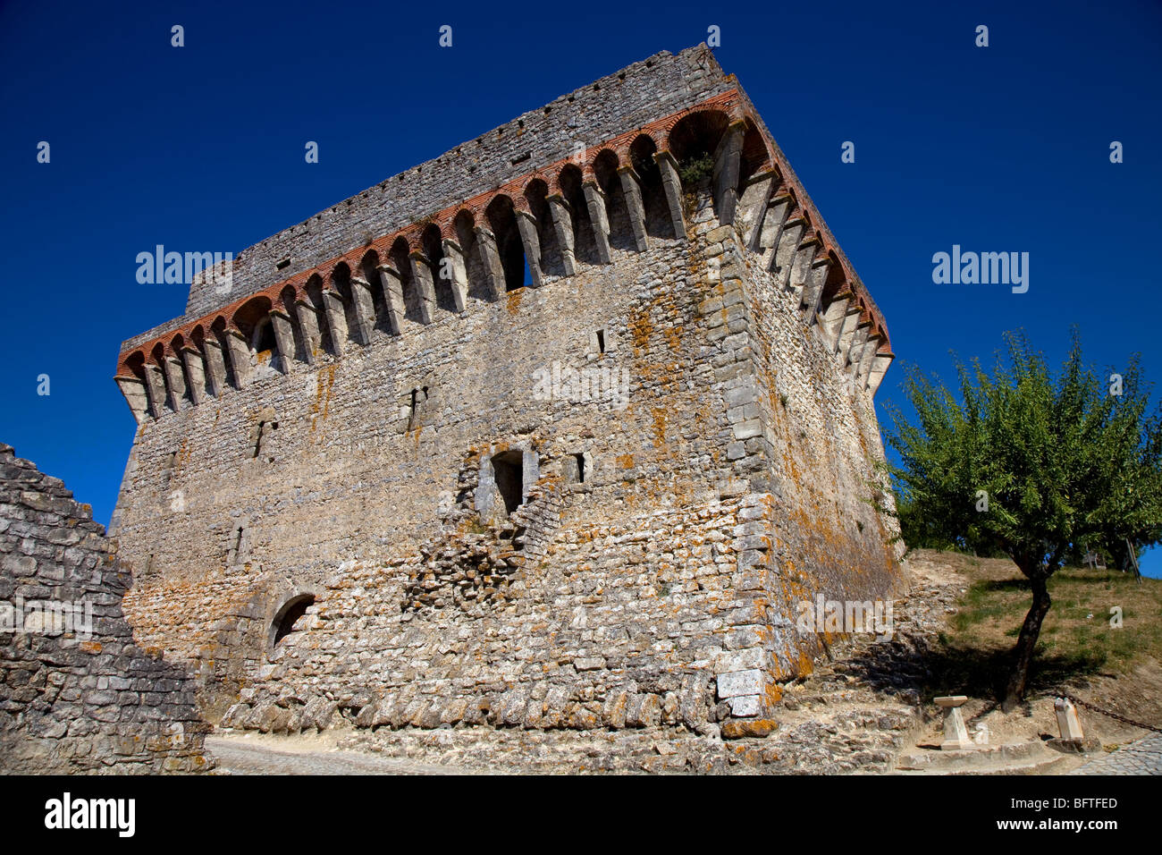 Ourem old castle at the top of the hill, in the center of Portugal ...