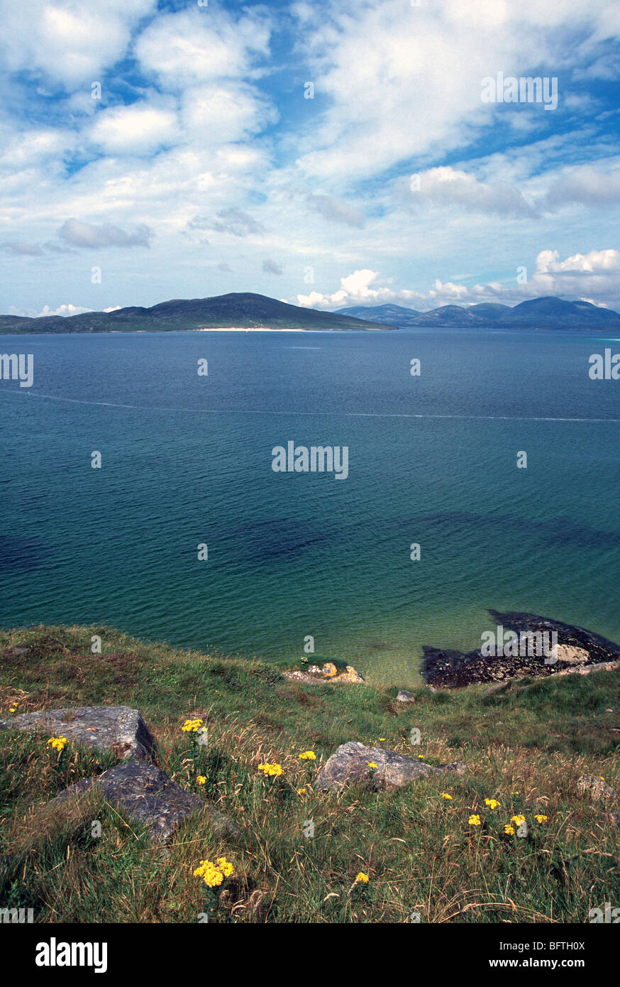 view towards isle of taransay western isles from isle of harris clear ...