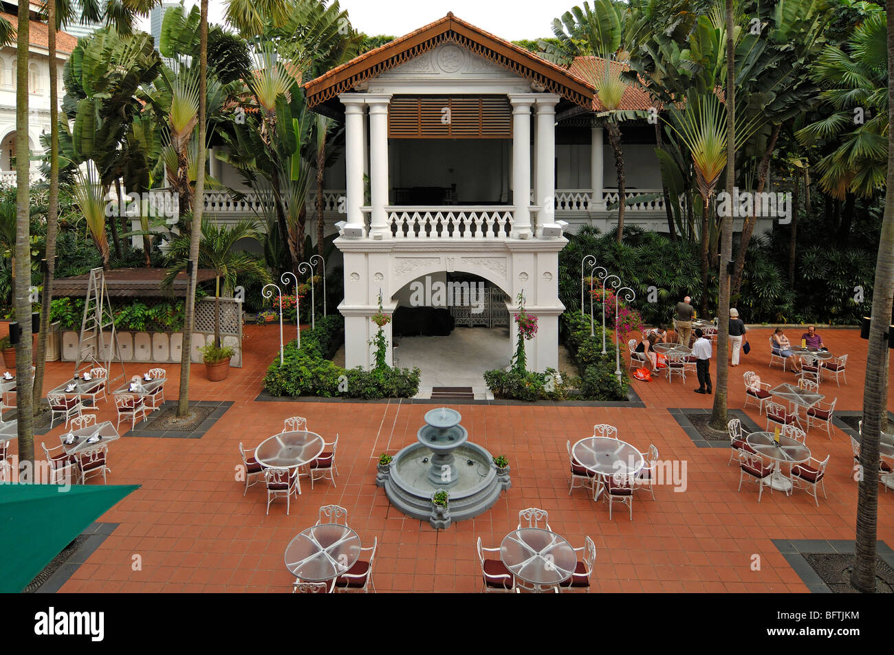 Interior Raffles Hotel, View over Terrace, Courtyard, Bar and Outdoor ...