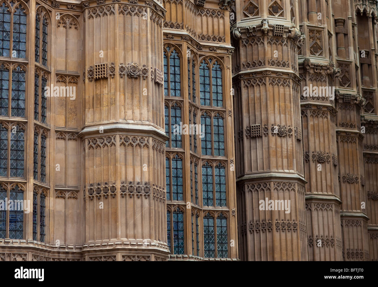 Closeup of Parliament Building architecture, London, England Stock ...