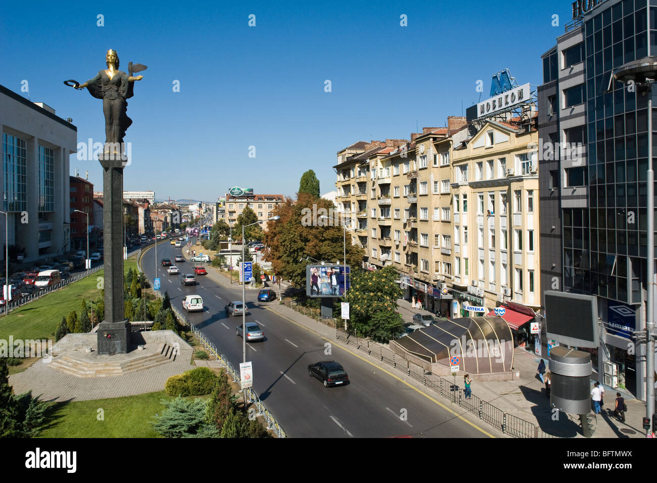 Contemporary architecture, Sofia, the capital of Bulgaria, statue of ...