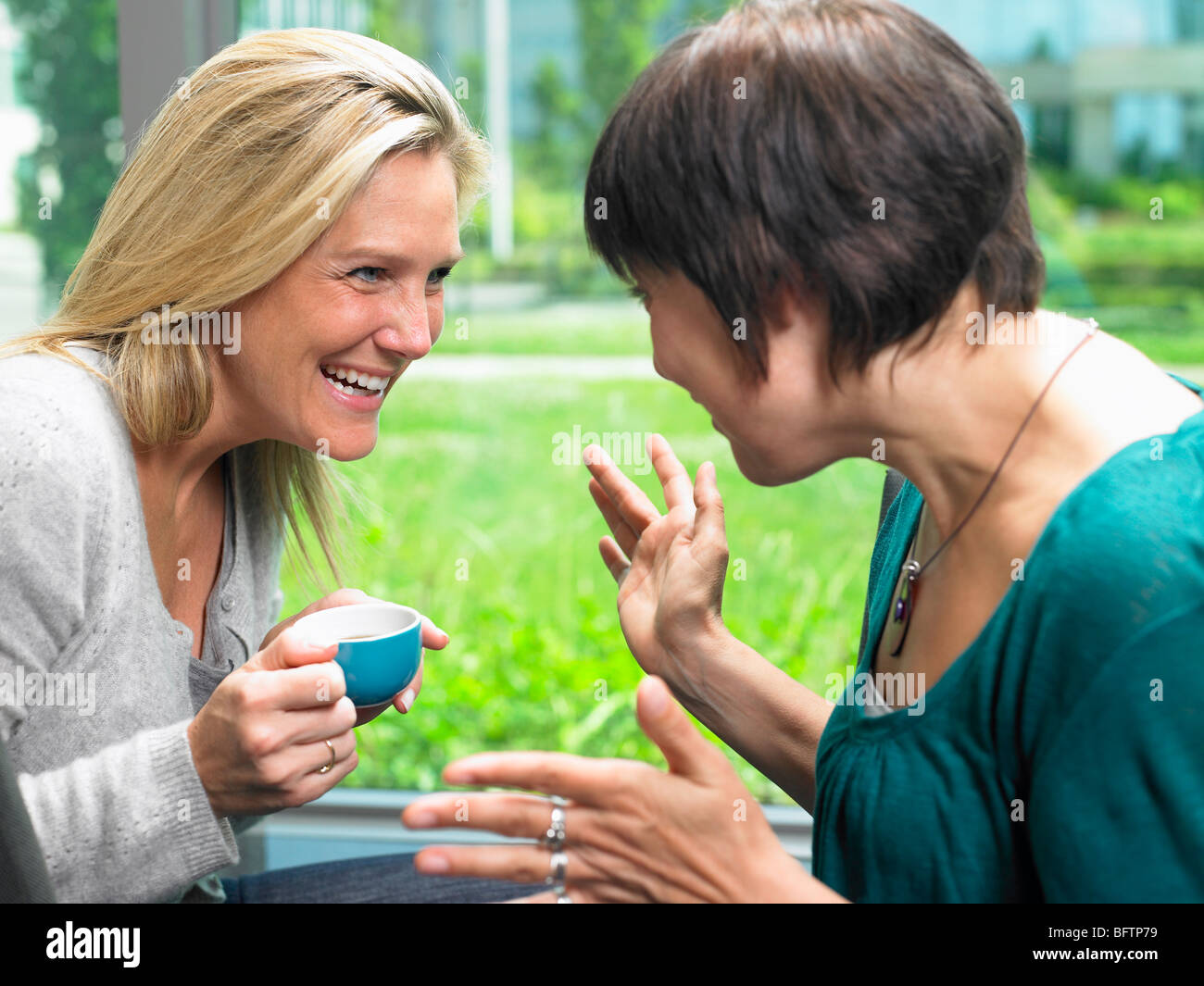 Women having a nice conversation Stock Photo - Alamy