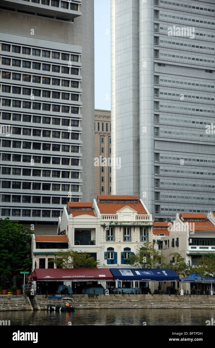 Boat Quay with Traditional Historic Two-Storey Shop Houses Dwarfed by ...