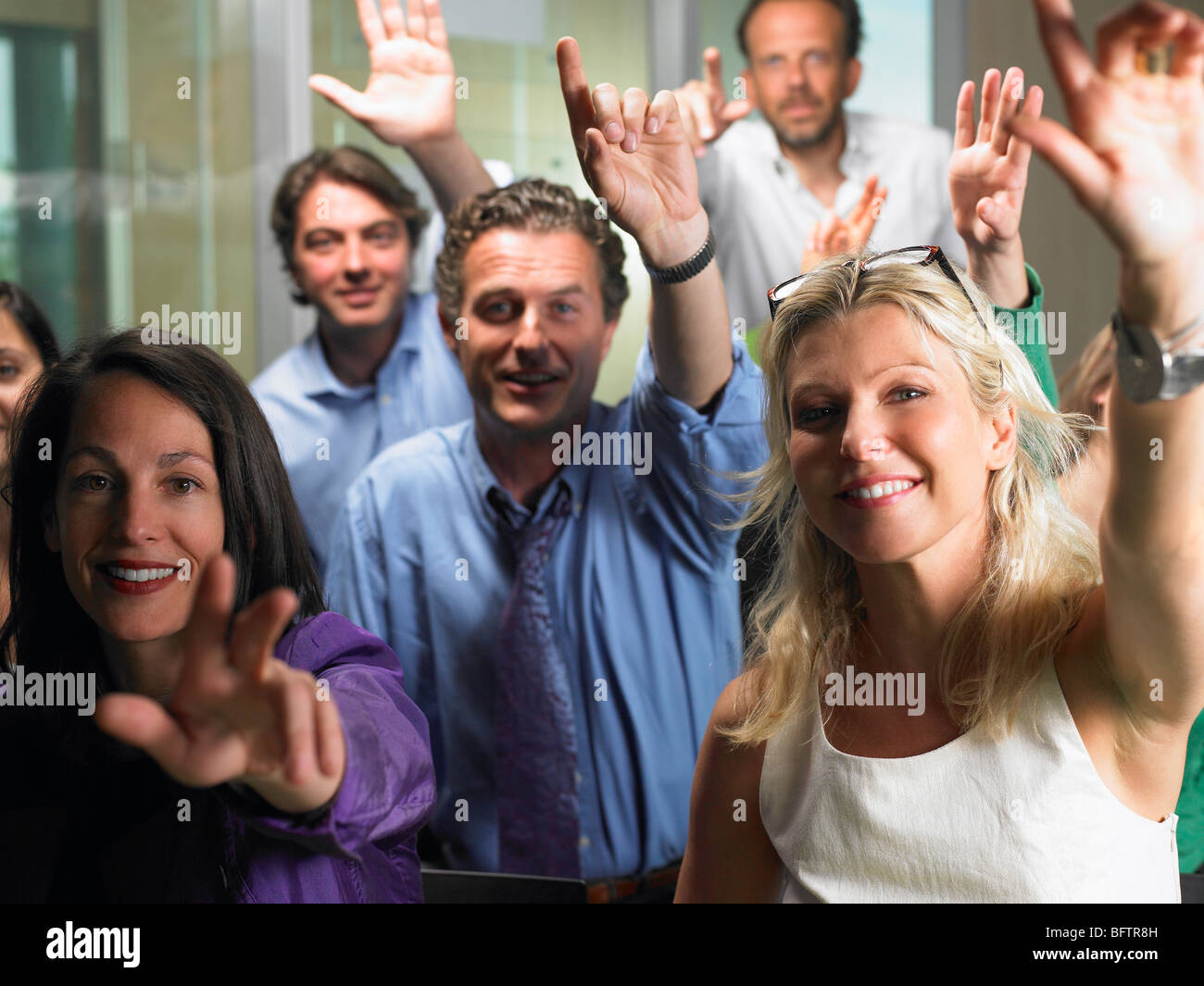 People at a conference, asking questions Stock Photo - Alamy