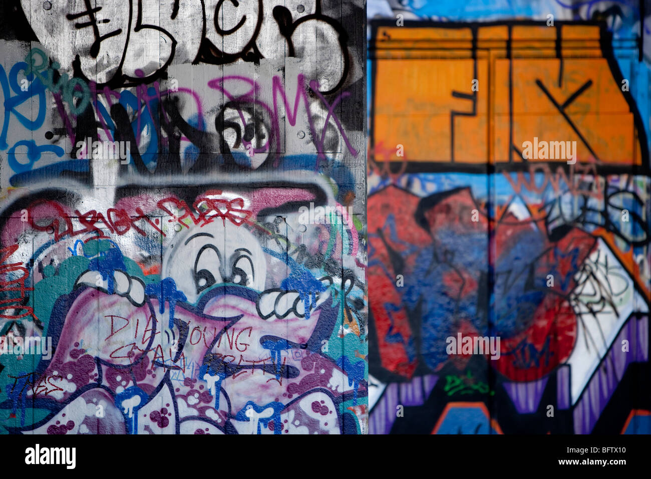 Spray painted Graffiti on the South Bank, London Stock Photo - Alamy