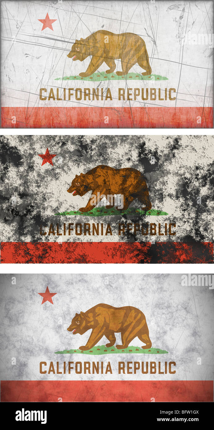 Great Image of three grunge flags of California Stock Photo - Alamy