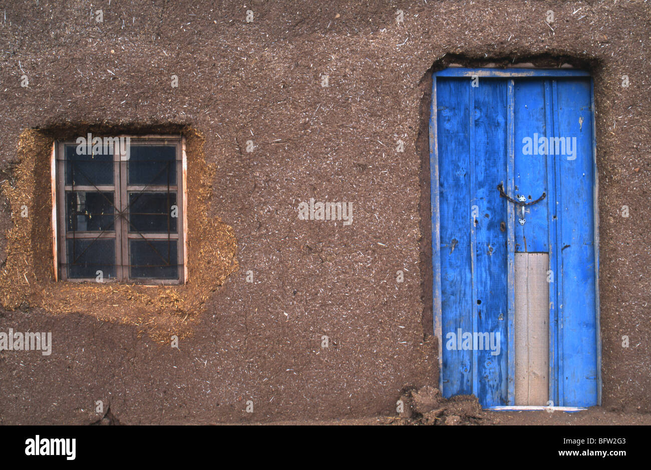 The front wall of a home in the eastern Syrian city of Hassake. Made of ...
