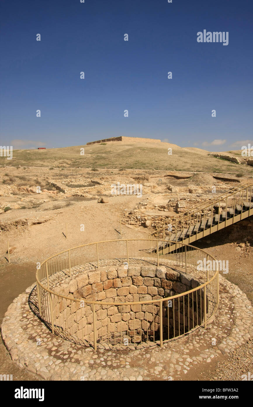 Israel, Negev. Canaanite city water reservoir with well from Israelite ...