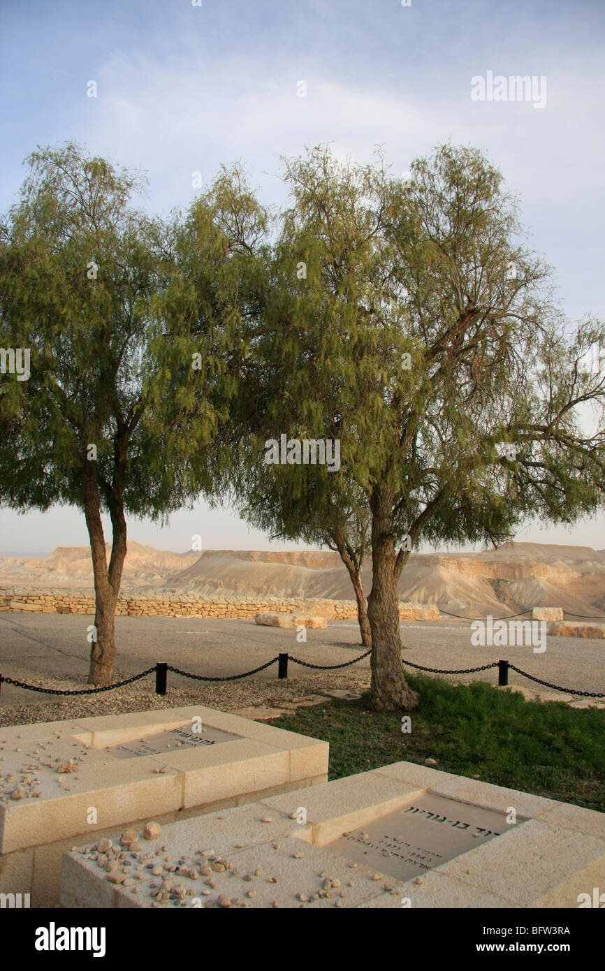 Israel, Northern Negev Mountain. The graves of David Ben-Gurion and ...