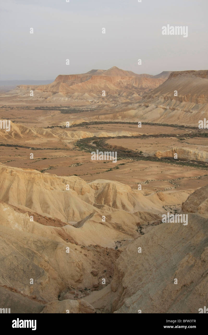 Israel, Northern Negev Mountain. A view of Zin valley from Sde Boker ...