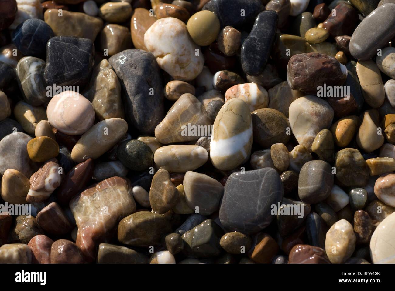 A close up shot of shingles on the beach of Chalkos, Kithyra, Greece ...