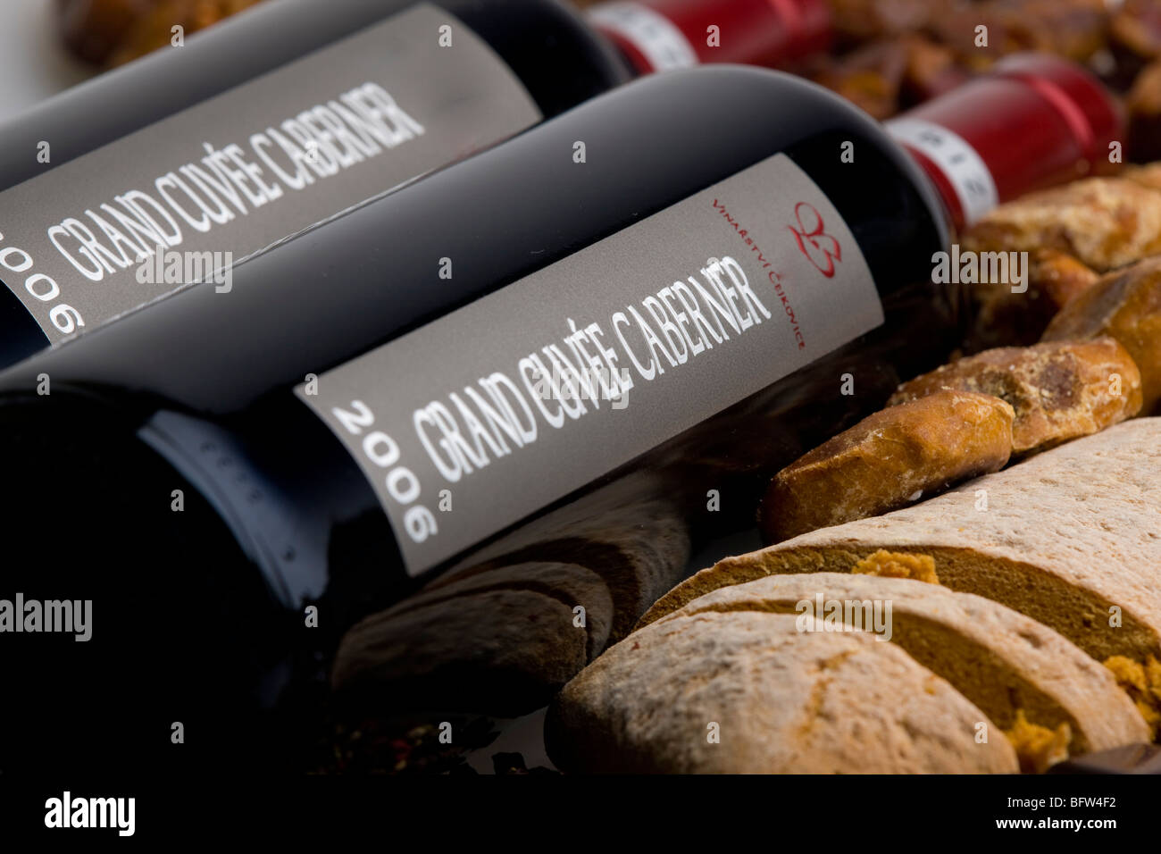 bottles of wine with gingerbread Stock Photo - Alamy