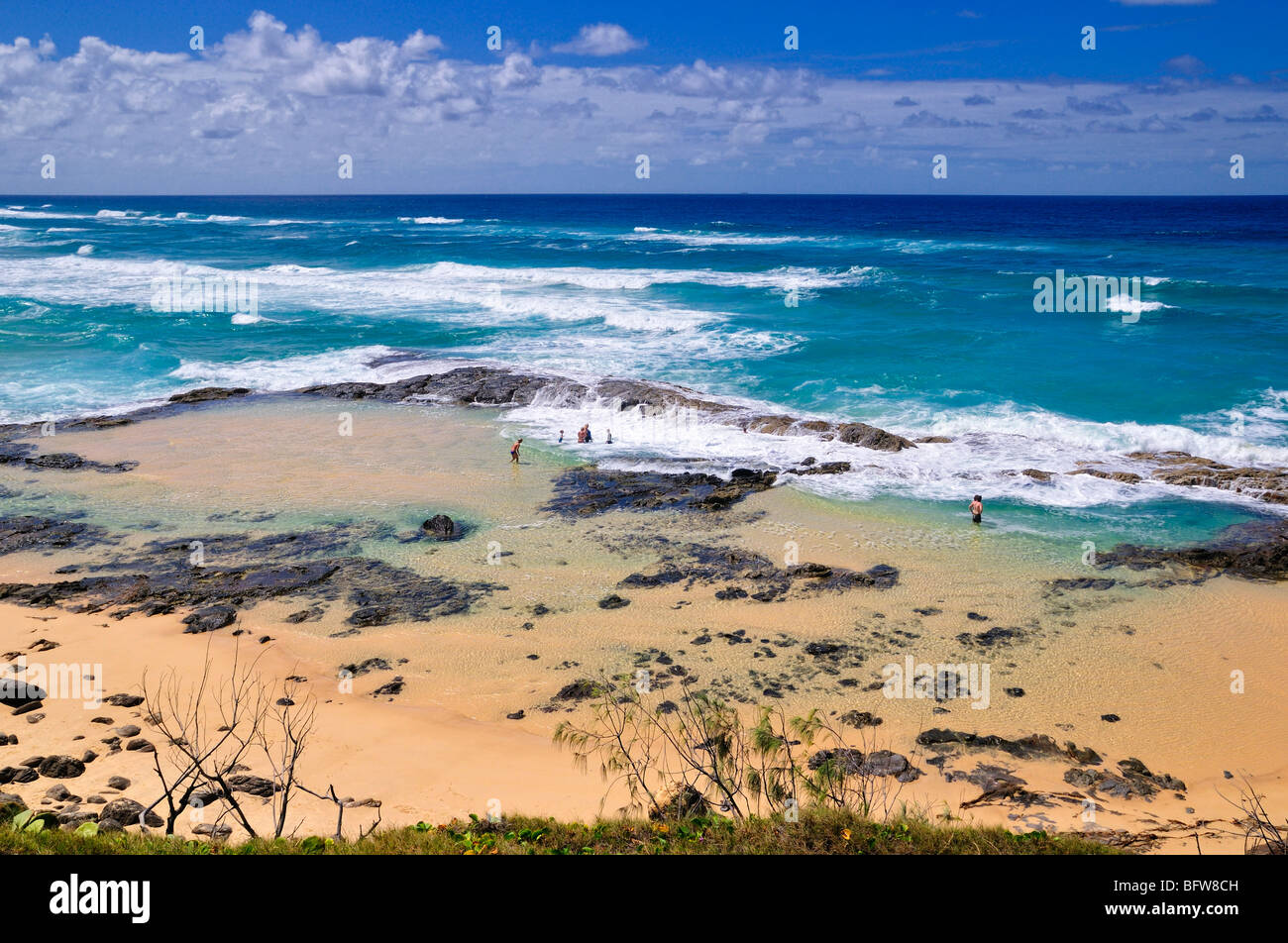 Champagne Pools are located North of Indian Head, along 75-mile beach ...