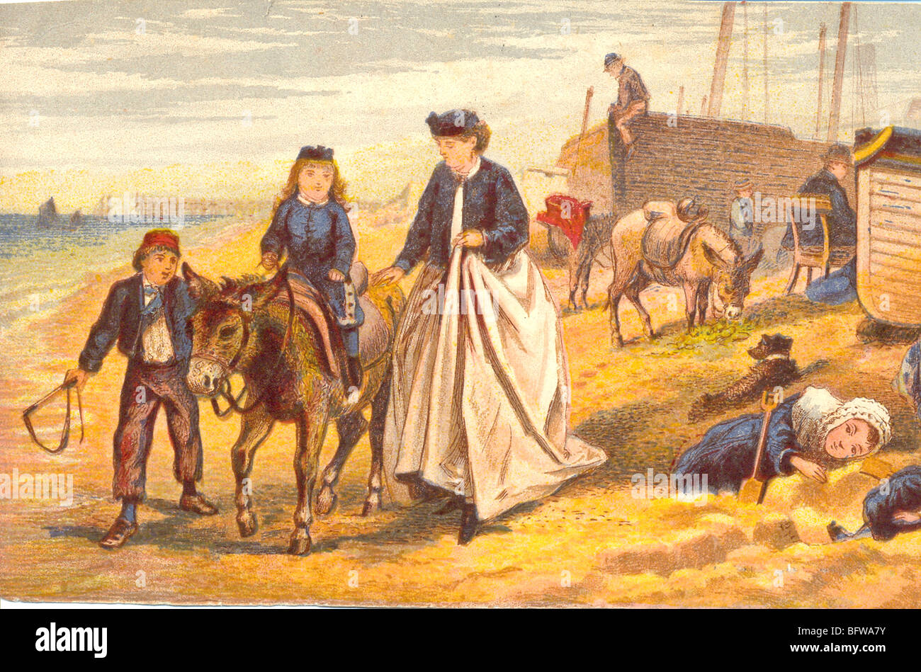 Victorian beach scene circa 1885 Stock Photo - Alamy