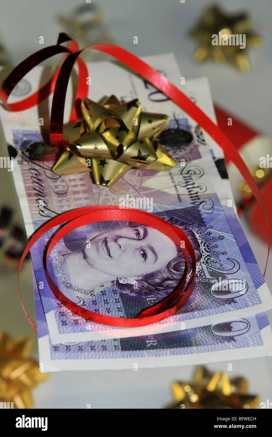 two £20 notes with ribbons and bows Stock Photo - Alamy