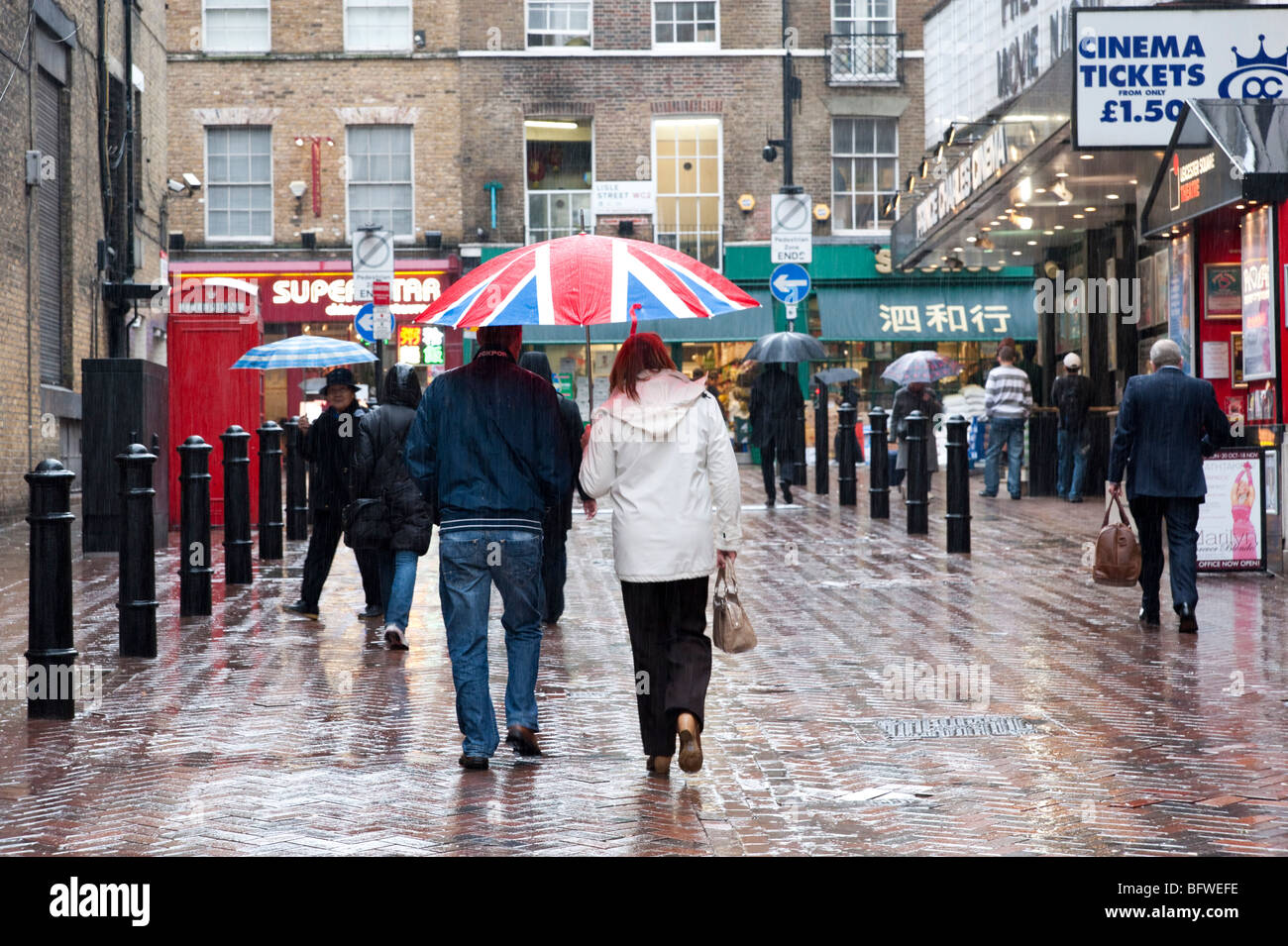 Raining on central London Street, London, England, UK Stock Photo - Alamy