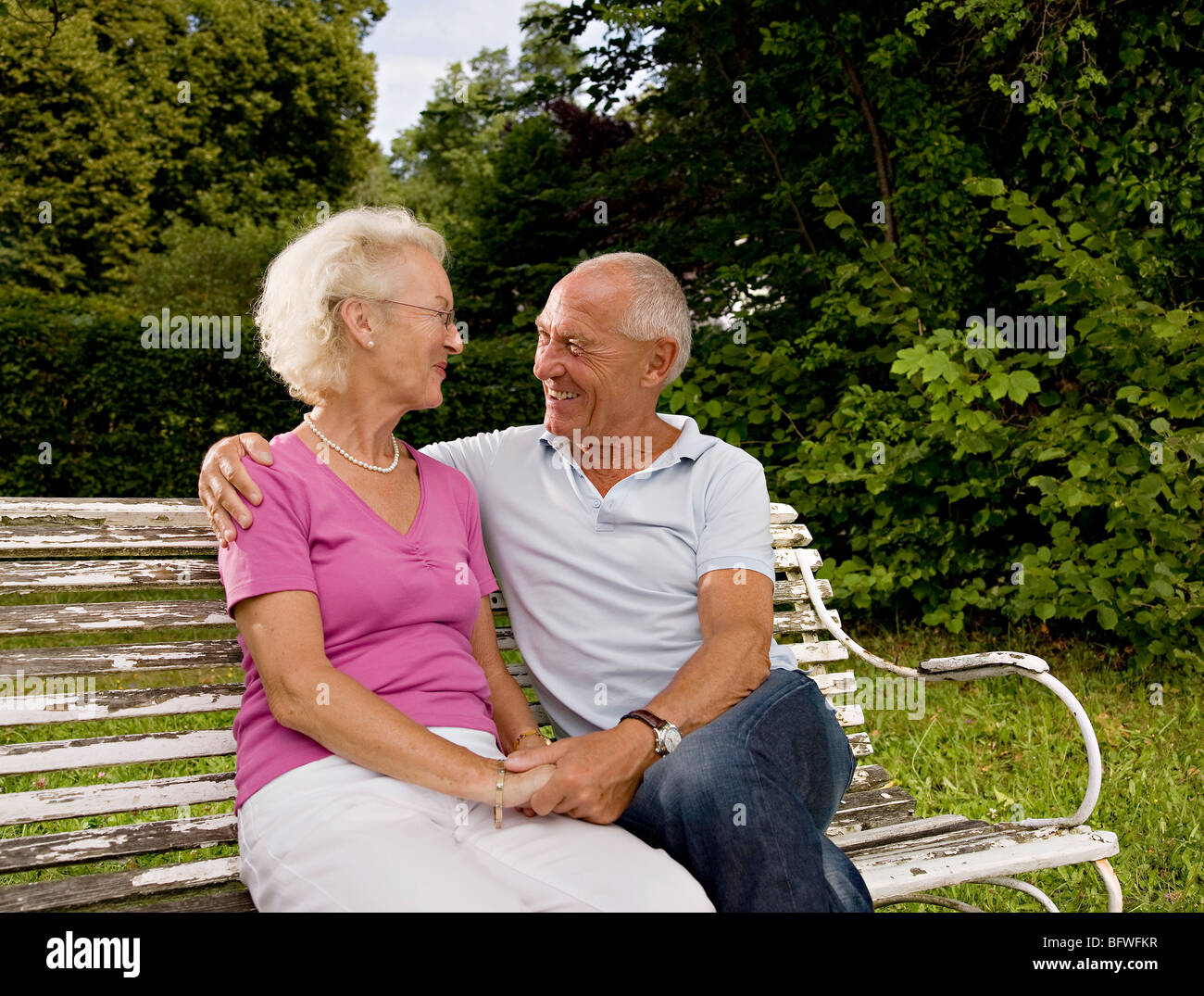 Old woman bench europe hi-res stock photography and images - Alamy