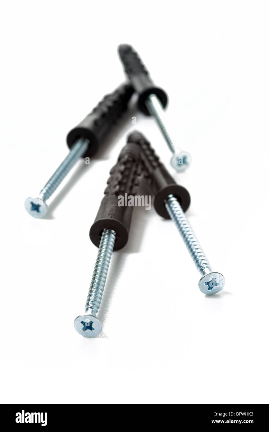 wall plugs on white background Stock Photo - Alamy
