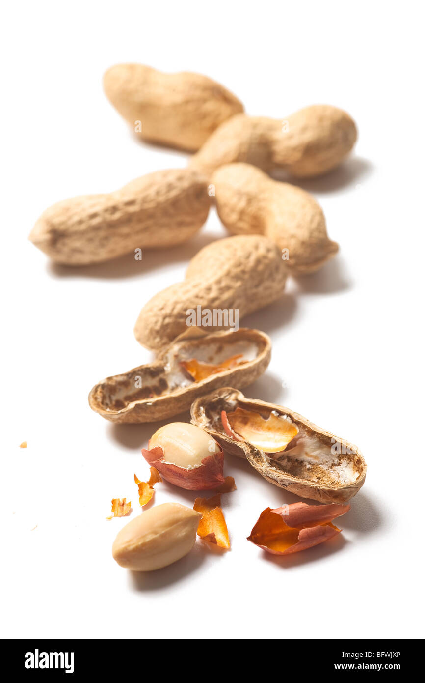 the peanuts on white background Stock Photo - Alamy
