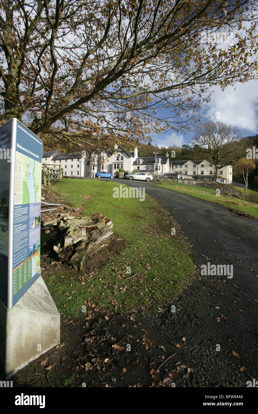 Area of Loch Lomond, Scotland. The Inversnaid Hotel on the route of the ...