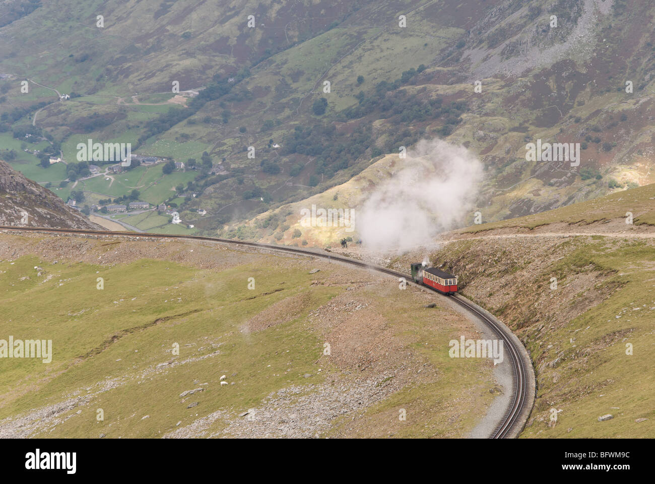 Train on snowdon mountain railway hi-res stock photography and images - Alamy