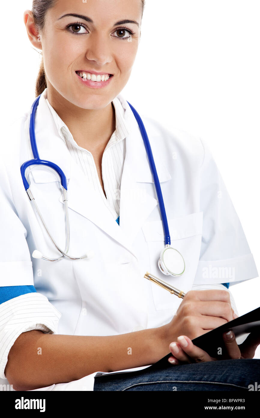 Beautiful young nurse student isolated on white background Stock Photo ...