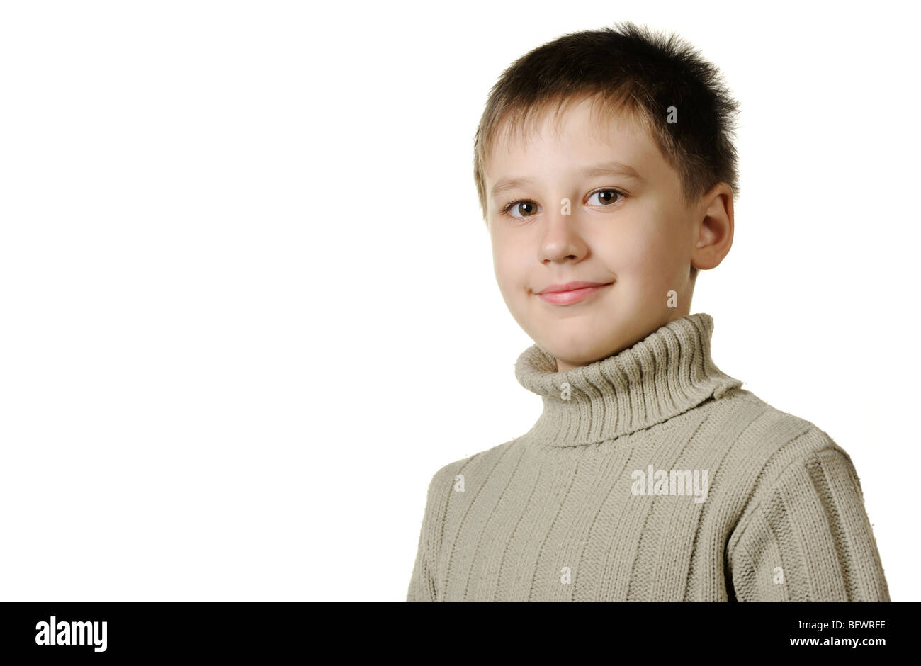 Portrait of the boy. Age of 7 years. It is isolated on a white ...