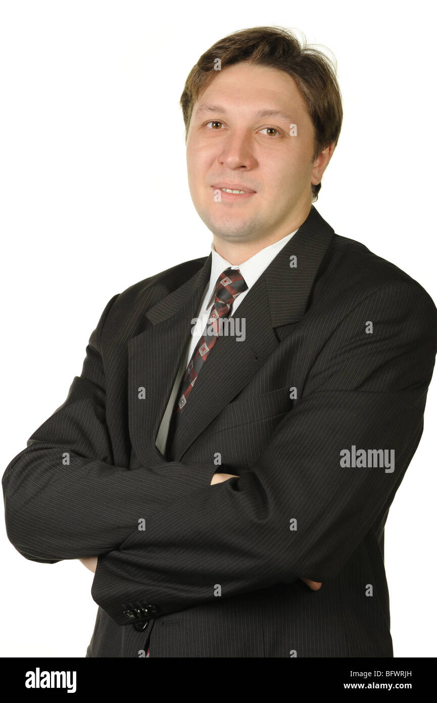 The young businessman isolated on a white background. A portrait of the ...