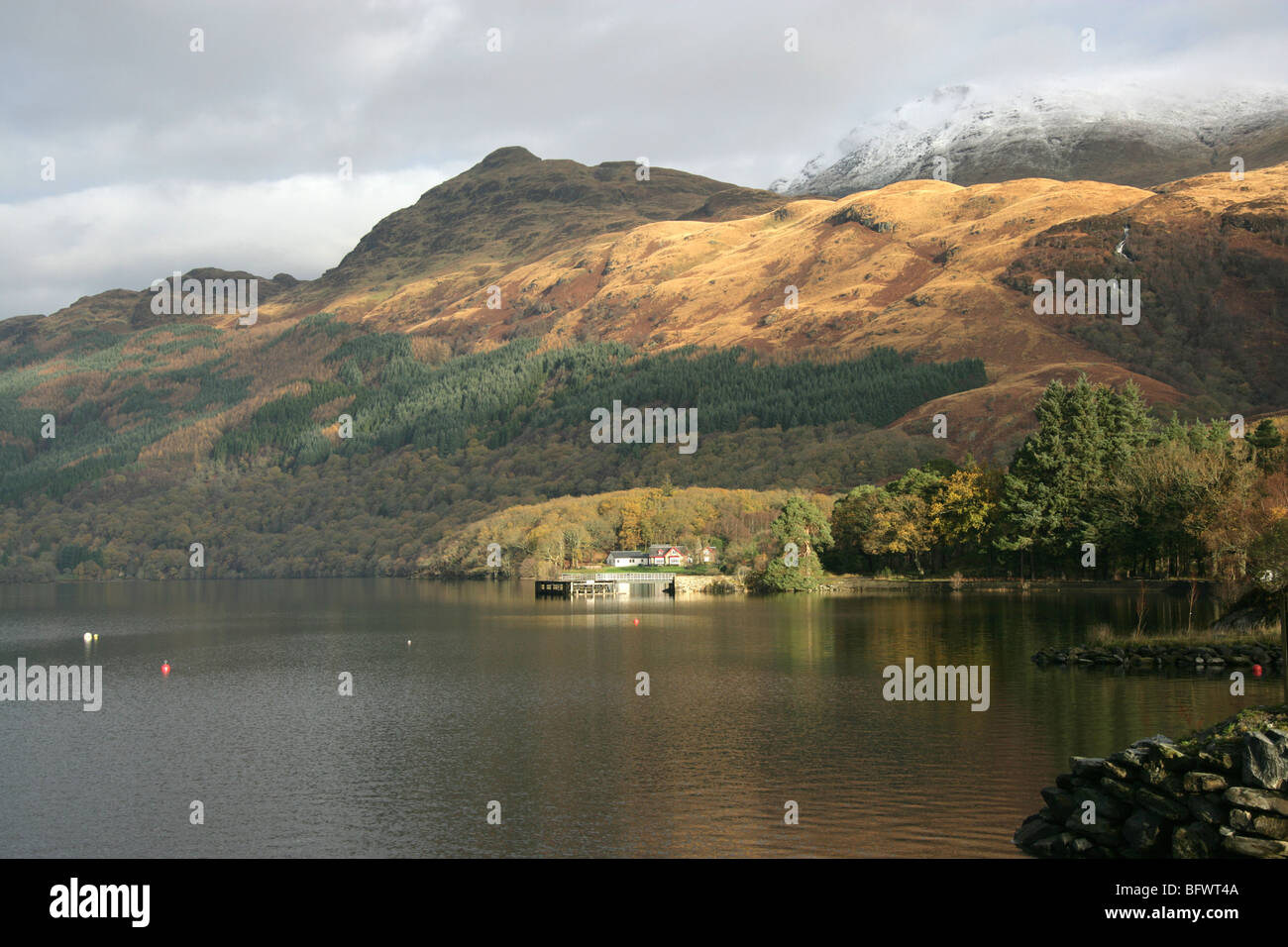 Area of Loch Lomond, Scotland. View of Loch Lomond at Rowardennan, with ...